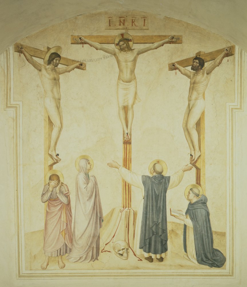 Christ on the cross between the two thieves by Fra Angelico